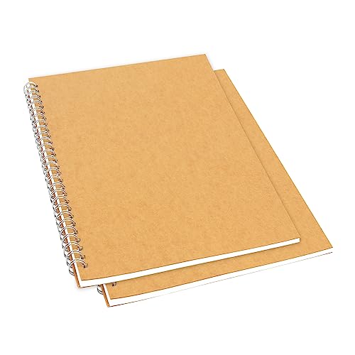 Ykimok 2 Pack College Ruled Notebook, Soft Brown Cover Spiral Notebook, Memo Notepad Sketchbook, Students Office Business Diary Spiral Book Journal, 50 Pages, 25 Sheets, 10 x 7.5 Inch