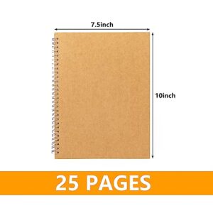 Ykimok 2 Pack College Ruled Notebook, Soft Brown Cover Spiral Notebook, Memo Notepad Sketchbook, Students Office Business Diary Spiral Book Journal, 50 Pages, 25 Sheets, 10 x 7.5 Inch