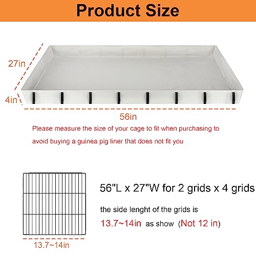 Lonepetu Waterproof Guinea Pig Cage Tarp Bottom for C & C Grids Habitat, 56“*27” Washable Guinea Pig Cage Liner Base for Rabbits Hamsters Hedgehogs Ferrets Small Pets (No Cage)