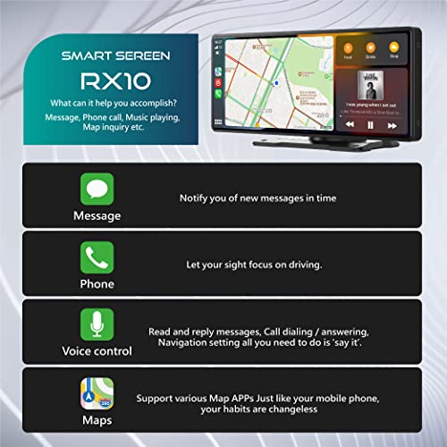 Coral RX10 Newest 10.26-inch Wireless Carplay/AirPlay & Android Auto/Cast Navigation Infotainment Car Stereo, Supporting Bluetooth, AUX, FM Transmitter & All Cars Trucks (RX10)