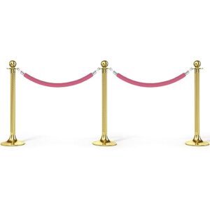 PATIKIL 5 Feet Pink Velvet Stanchion Rope, 2 Pack Crowd Control Barrier Rope with Snap Hooks for Posts Stand Queue Divider of Hotel Theater, Silver