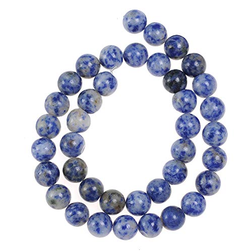 6mm Natural Blue Spot Gemstone Round Loose Beads Crystal Stone Bracelet Necklace Accessories Crafts for Jewelry Making DIY,1 Strand 15"