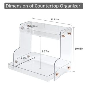 Ykpoqir Acrylic Bathroom Organizer Countertop 2-Tier Makeup Organizer Bathroom Counter Shelf Storage Organization Bathroom Trays, Holders for Kitchen, Dresser