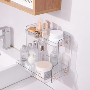 Ykpoqir Acrylic Bathroom Organizer Countertop 2-Tier Makeup Organizer Bathroom Counter Shelf Storage Organization Bathroom Trays, Holders for Kitchen, Dresser