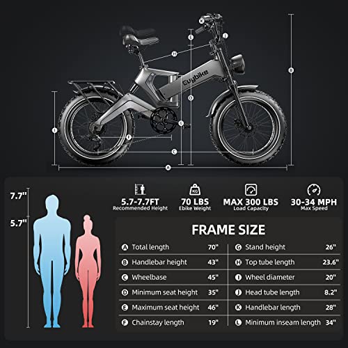 EUY Electric Bike for Adults,[Unibody Magnesium Alloy] 1000W Motor 48V 25Ah/16AH Battery Folding Electric Bicycles, 20" Fat Tire Electric Bike,Snow Beach Mountain Ebike,Full Suspension,8 Speed Gears