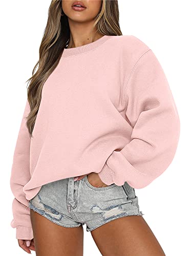 ANRABESS Oversized Sweatshirts for Women Teen Girls Pullover Casual Loose Fit Fleece Crop Hooded Sweaters Fall Winter Fashion y2k Clothes A1026-huafen-XL Light Pink