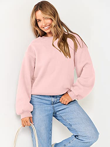 ANRABESS Oversized Sweatshirts for Women Teen Girls Pullover Casual Loose Fit Fleece Crop Hooded Sweaters Fall Winter Fashion y2k Clothes A1026-huafen-XL Light Pink