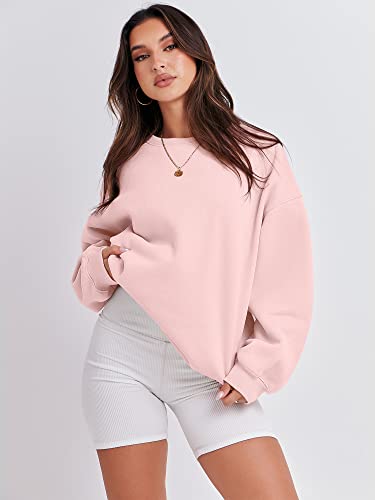 ANRABESS Oversized Sweatshirts for Women Teen Girls Pullover Casual Loose Fit Fleece Crop Hooded Sweaters Fall Winter Fashion y2k Clothes A1026-huafen-XL Light Pink