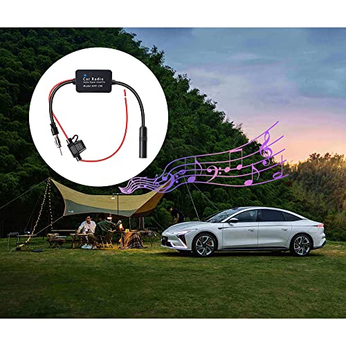 Hidden Car Antenna Booster Amplifier Strengthen 25db,Universal 12V FM AM Radio Antenna Adapter for Car Stereo,Audio,Radio,Media,Head Unit Receiver