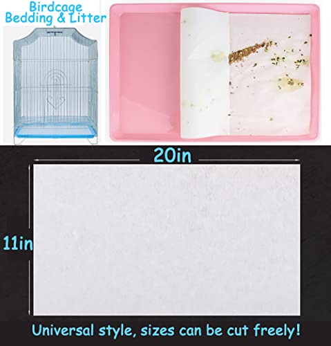 100PCS Bird Cage Liner Papers,11×20in Disposable Bamboo Charcoal Fibre Cage Paper Liners Precut Absorbent Cushion Pad Mat Accessories for Pet Bird Parrot