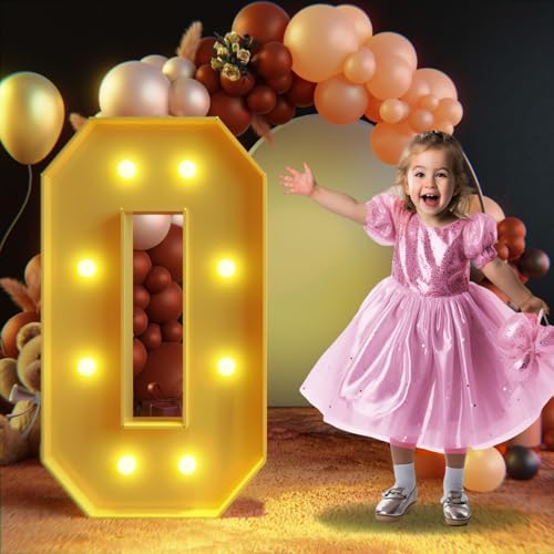 imprsv 3FT Marquee Light Up Numbers, Marquee Numbers for 10th 30th Birthday Decorations Anniversary Party Decor, Mosaic Numbers for Balloons Number 0, Marquee light up letters, Pre-Cut Foam Board Kit