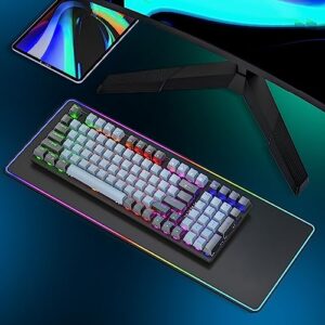 Mechanical Gaming Keyboard, 98 Keys RGB Backlit Keyboard with Detachable Type-C Cable, Double Shot Floating Keycaps, Blue Switch Full Anti-Ghost Wired Computer Keyboard for Windows PC Mac Xbox Gamer