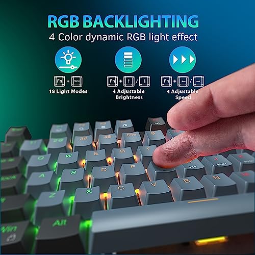 Mechanical Gaming Keyboard, 98 Keys RGB Backlit Keyboard with Detachable Type-C Cable, Double Shot Floating Keycaps, Blue Switch Full Anti-Ghost Wired Computer Keyboard for Windows PC Mac Xbox Gamer