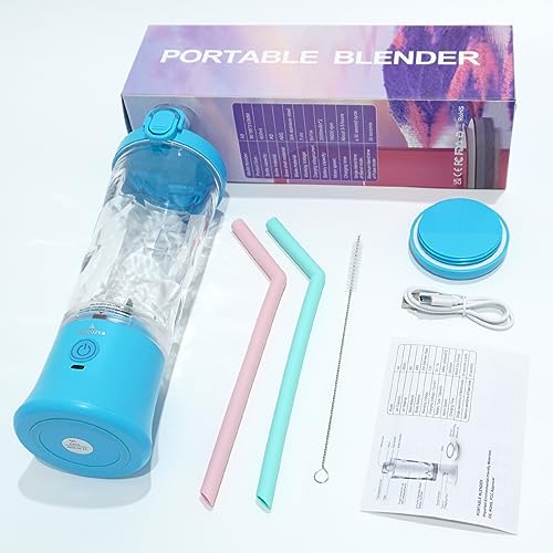 Portable Blender, Personal Size Blender for Shakes and Smoothies, Waterproof 20OZ USB Rechargeable Mini Blender Cup with 6 Sharper Blades 240W powerful Hand-held Blender for Kitchen/Home/Travel