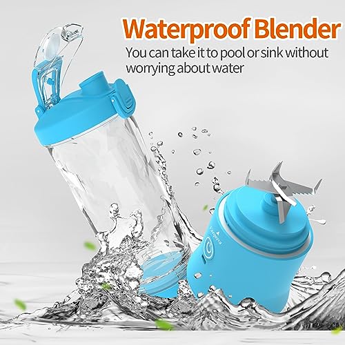 Portable Blender, Personal Size Blender for Shakes and Smoothies, Waterproof 20OZ USB Rechargeable Mini Blender Cup with 6 Sharper Blades 240W powerful Hand-held Blender for Kitchen/Home/Travel