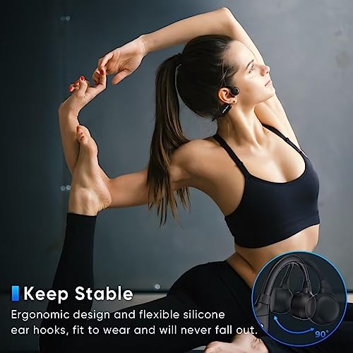 Bone Conduction Headphones, Open Ear Earbuds Bluetooth 5.2, Magnetic Charging, Wireless Conducting Headset with Mic, Waterproof Sweatproof Inductivv Earphones for Running, Cycling, Driving and Sports.