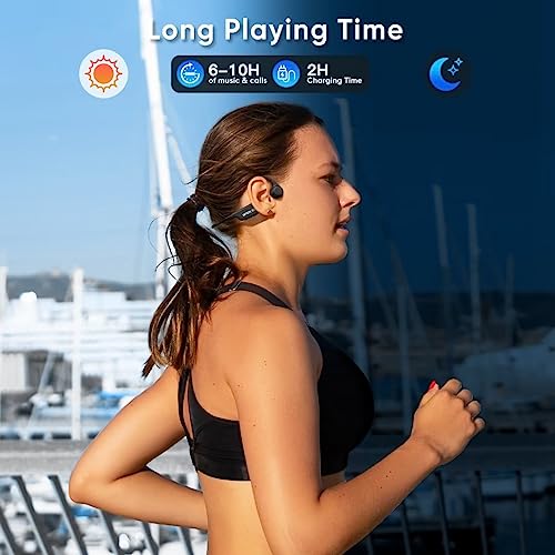 Bone Conduction Headphones, Open Ear Earbuds Bluetooth 5.2, Magnetic Charging, Wireless Conducting Headset with Mic, Waterproof Sweatproof Inductivv Earphones for Running, Cycling, Driving and Sports.