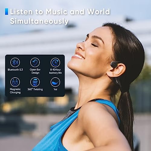 Bone Conduction Headphones, Open Ear Earbuds Bluetooth 5.2, Magnetic Charging, Wireless Conducting Headset with Mic, Waterproof Sweatproof Inductivv Earphones for Running, Cycling, Driving and Sports.