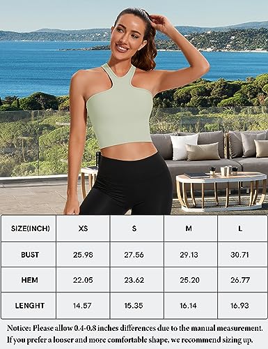 Wirefree Sports Bras for Women Longline Padded Racerback Yoga Bra Sleeveless Crop Tank Top with Built in Shelf Bra