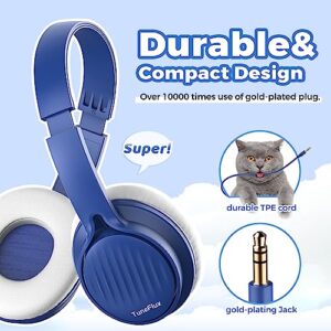 TuneFlux Kids Headphones, Toddler Headphones with Safe Volume Limiter 85dB, Wired School Headphones for Kids with Adjustable and Flexible Design for Boys and Girls-Sapphire Blue