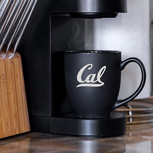 Rico Industries NCAA Cal Berkeley Golden Bears Main 16oz Matte Black Bistro Mug - for Hot or Cold Drinks - Team Logo Etched for Unique Feel