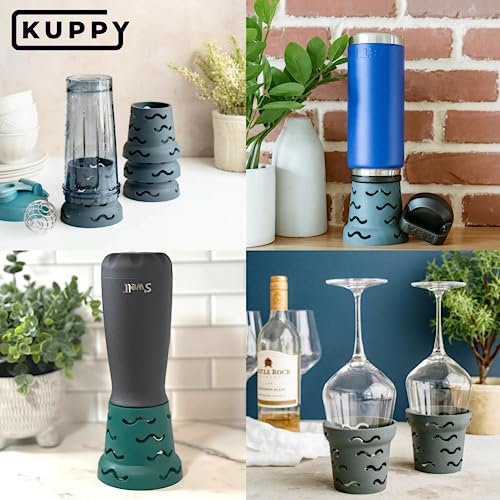 Kuppy Drying Rack for Water Bottles and - Modern Design for Faster Drying - Fits HydroFlask, Yeti, Simple Modern, Camelbak, Hydracy, FrostBuddy and More (Green 4 Pack)