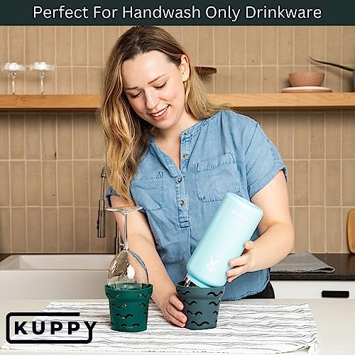 Kuppy Drying Rack for Water Bottles and - Modern Design for Faster Drying - Fits HydroFlask, Yeti, Simple Modern, Camelbak, Hydracy, FrostBuddy and More (Green 4 Pack)