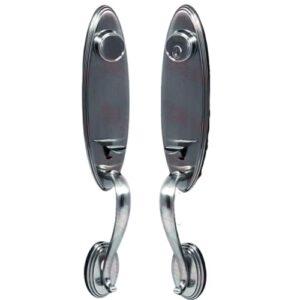 nu-set madrid series basic satin chrome nickel front entry and dummy handleset for double doors