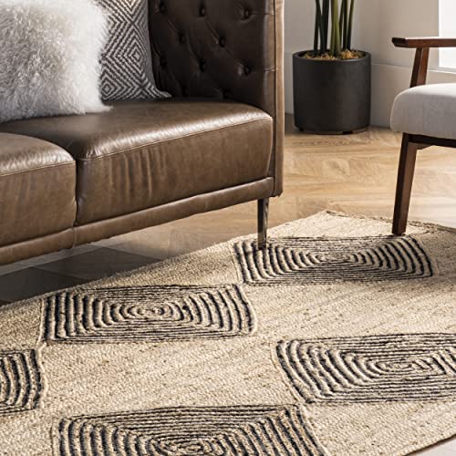 Rugs USA x Arvin Olano Axel Diamond Jute Area Rug, 4' x 6', Natural