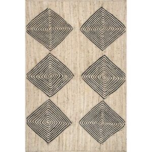 Rugs USA x Arvin Olano Axel Diamond Jute Area Rug, 4' x 6', Natural