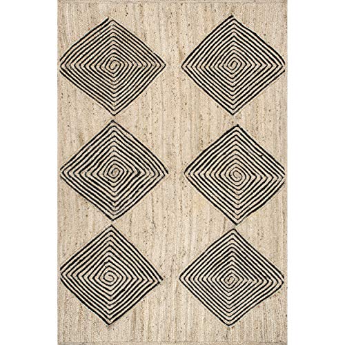 Rugs USA x Arvin Olano Axel Diamond Jute Area Rug, 4' x 6', Natural