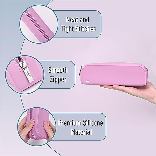 Mr. Pen- Silicone Pencil Case, Magenta-Pink Pencil Pouch, Pencil Case Small, Pencil Pouch Aesthetic, Silicone Pencil Pouch, Pencil Case Aesthetic, Pencil Bag, Pencil Pouch for Women, Makeup Pouch