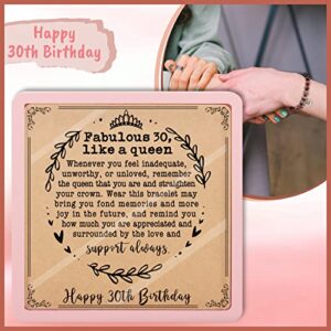 30th 40th 50th 60th 70th Birthday Gifts for Women, Happy 30th Birthday Gifts For Mom Auntie Grandma Wife Friend Sister, Fabulous 30 Like a Queen, Natural Stone Crown Bracelets - Sensi Blue-01