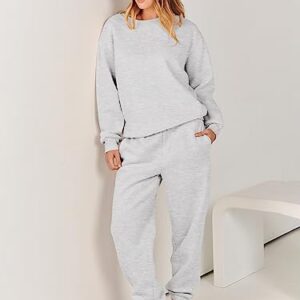 ANRABESS Women's 2 Piece Lounge Sets Fall Outfits Long Sleeve Cozy Casual Crew Neck Sweatsuit Matching Set 2023 Fashion Clothes Loungewear A1014qianhuahui-L