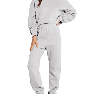 ANRABESS Women's 2 Piece Lounge Sets Fall Outfits Long Sleeve Cozy Casual Crew Neck Sweatsuit Matching Set 2023 Fashion Clothes Loungewear A1014qianhuahui-L