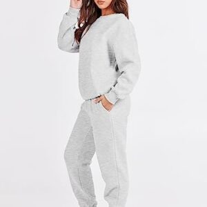 ANRABESS Women's 2 Piece Lounge Sets Fall Outfits Long Sleeve Cozy Casual Crew Neck Sweatsuit Matching Set 2023 Fashion Clothes Loungewear A1014qianhuahui-L