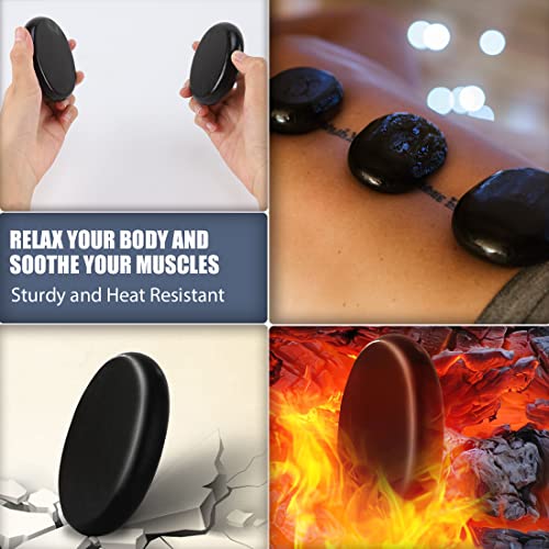 Hot Stones for Massage, 6 Pcs Basalt Massage Hot Stones, Massage Stones Tools for Home Spa, Massage kit for Women Men, for Muscle Relaxation in The Back, Shoulders, Neck, Legs, Other Joints