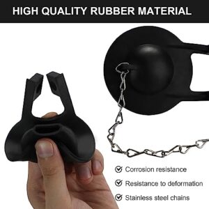 Toilet Flapper Replacement Kit High Performance Universal Toilet Tank Flapper with Stainless Chain & Hook, Long Lasting Rubber, Easy to Install Black 2inch 2pc