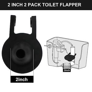 Toilet Flapper Replacement Kit High Performance Universal Toilet Tank Flapper with Stainless Chain & Hook, Long Lasting Rubber, Easy to Install Black 2inch 2pc