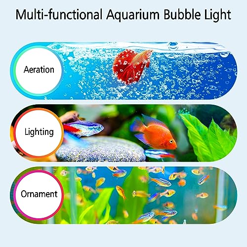 AQQA Fish Tank Light Air Bubble Light Aquarium Submersible LED Light Bubbler Decoration Underwater Light with Remote Controller (2W, 7.1 inch)