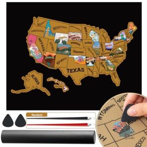 scratch off map of united states, usa state scratch sticker travel rv map wall poster birthday diy gifts for kids adults, travelers rv adventure journal, 19.6 x 15.7 inches usa scratch off map & tools