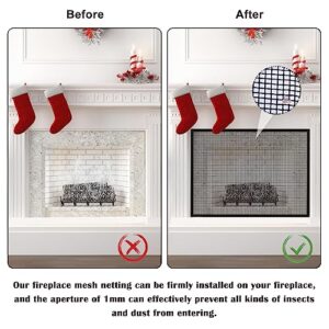 Fireplace Screen Safe Mesh Gate,Fireplace Mesh Screen Curtain Fireplace Safe Barrier Fireplace Net Fireplace Cover Fireplace Doors for Existing Fireplace for Toddler Baby and Pets 45 * 34inch