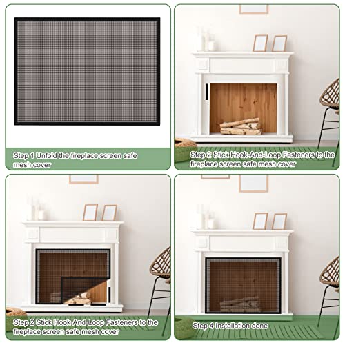 Fireplace Screen Safe Mesh Gate,Fireplace Mesh Screen Curtain Fireplace Safe Barrier Fireplace Net Fireplace Cover Fireplace Doors for Existing Fireplace for Toddler Baby and Pets 45 * 34inch