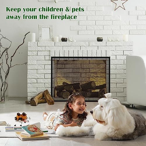 Fireplace Screen Safe Mesh Gate,Fireplace Mesh Screen Curtain Fireplace Safe Barrier Fireplace Net Fireplace Cover Fireplace Doors for Existing Fireplace for Toddler Baby and Pets 45 * 34inch