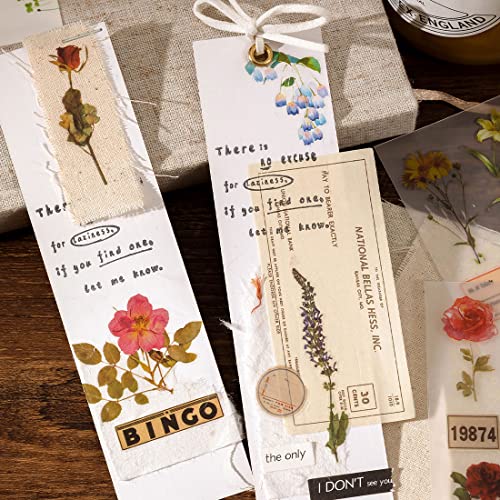 6 set/12 Sheets Vintage Rub on Transfer Flower Leaves Stickers 12 Sheet Linen, Clear Rub on Transfer Floral Stickers Decals for Wood DIY Crafts Wine Glass Fabric Scrapbooking Furniture Journaling