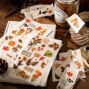 6 set/12 Sheets Vintage Rub on Transfer Flower Leaves Stickers 12 Sheet Linen, Clear Rub on Transfer Floral Stickers Decals for Wood DIY Crafts Wine Glass Fabric Scrapbooking Furniture Journaling