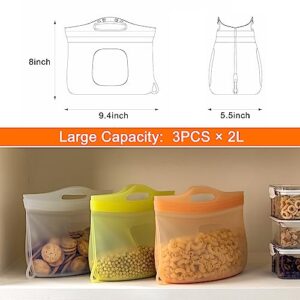 Reusable Silicone Storage Bags, BPA Free 3 PCS Food Storage Bags, Leakproof Gallon Freezer Bags for Sandwich, Snack, Travel Items, Silicone Food Pouch, Suitable for Microwave, Oven, Fridge, Dishwasher