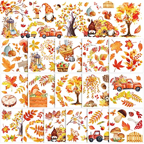 Satinior 16 Sheets Fall Rub on Transfers for Crafts and Furniture Maple Leaf Pumpkin Stickers Rub on Decals for Scrapbook DIY Wood Fabric Journal Dairy Envelope 5.9 x 5.9 Inch