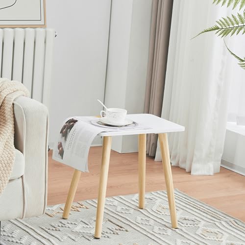 Apicizon Small Side Table, Accent Wooden End Table, Modern Nightstand Bedside Table for Bedroom, Living Room, Small Spaces, Nursery, Easy Assembly,White+Natural