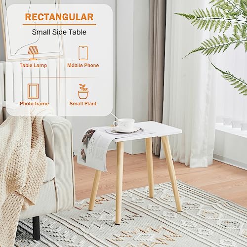 Apicizon Small Side Table, Accent Wooden End Table, Modern Nightstand Bedside Table for Bedroom, Living Room, Small Spaces, Nursery, Easy Assembly,White+Natural